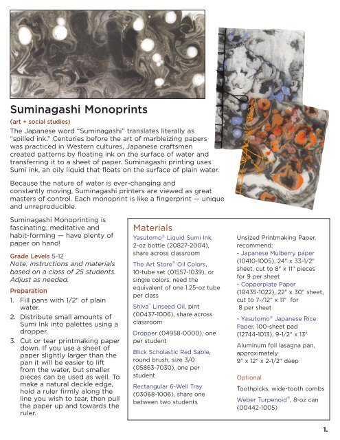 Suminagashi Monoprints - Dick Blick - Dick Blick Art Materials