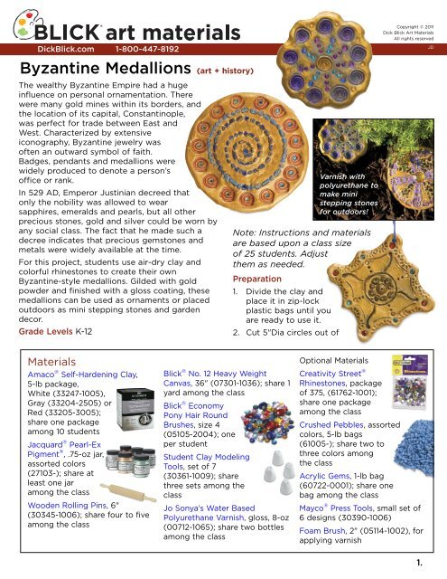 Byzantine Medallions - Dick Blick - Dick Blick Art Materials
