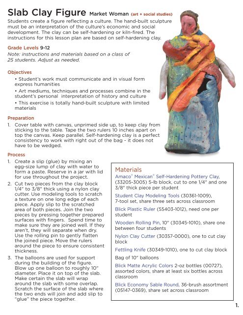 Slab Clay Figure - Dick Blick - Dick Blick Art Materials