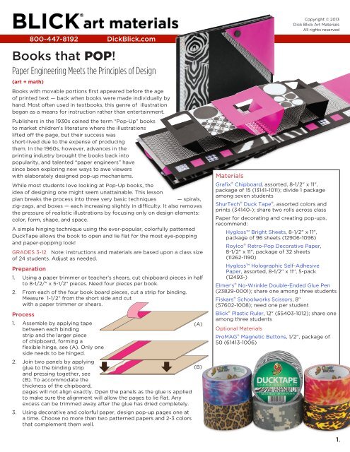 Books that POP! - Dick Blick - Dick Blick Art Materials