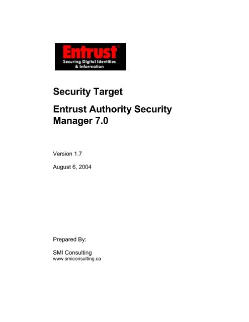 Security Target Entrust Authority Security ... - Common Criteria