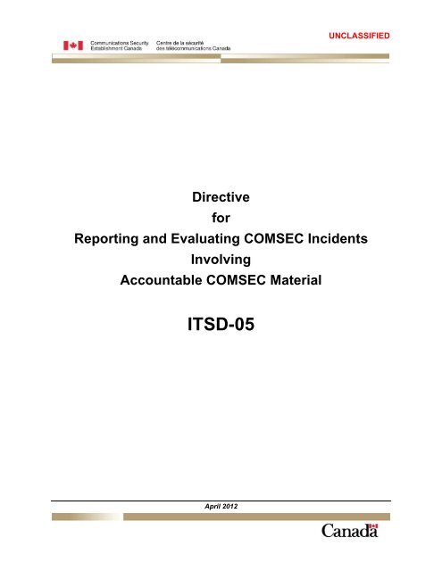 Directive for Reporting and Evaluating COMSEC Incidents
