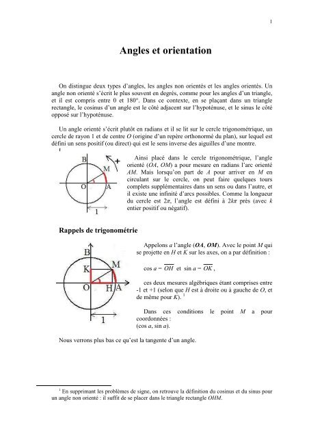 Angles et orientation