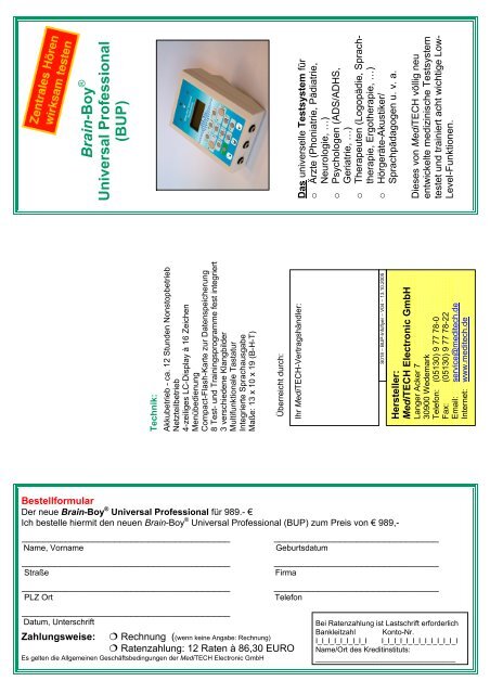 Brain- Boy Universal Professional (BUP) - MediTECH Electronic ...