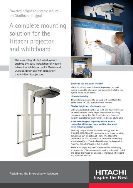 A complete mounting solution for the Hitachi projector and whiteboard