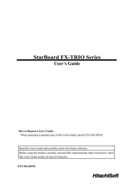 StarBoard FX-TRIO Series User's Guide - Hitachi Solutions Europe