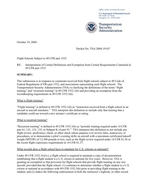 TSA - Aircraft Owners and Pilots Association