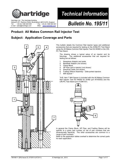 Technical Information Bulletin No. 195/11 - Hartridge Test Equipment