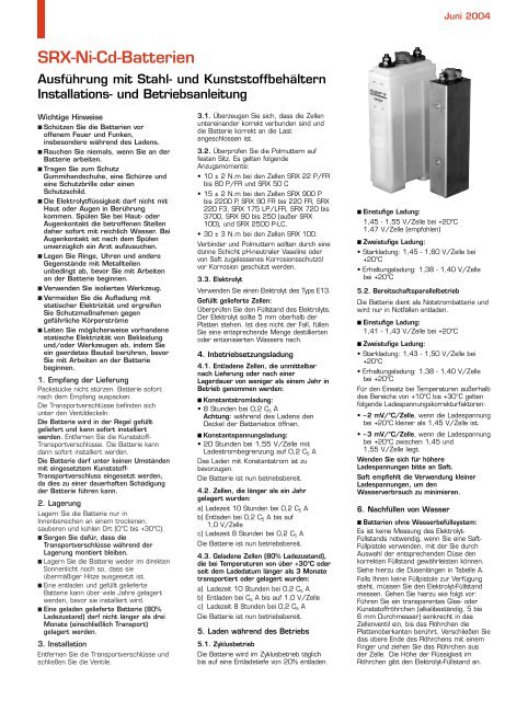 SRX-Ni-Cd-Batterien - Saft