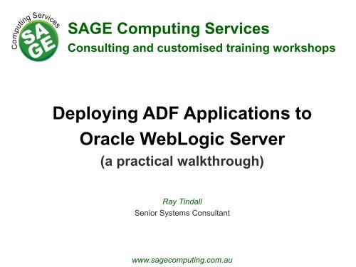 Deploying Adf Applications To Oracle Weblogic Server Sage