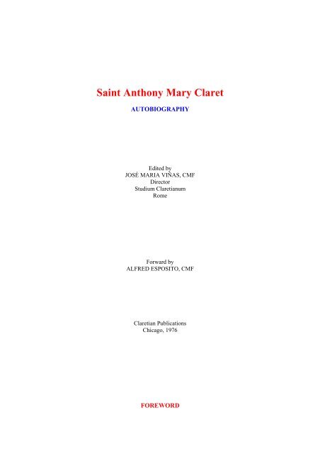 Saint Anthony Mary Claret - Catholic Apologetics Information