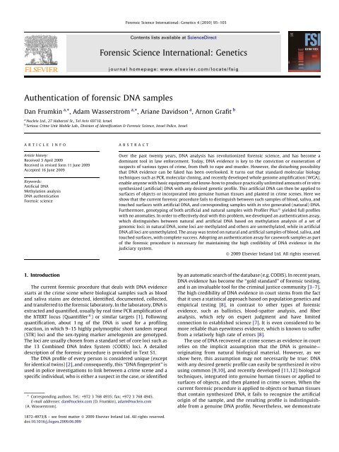 Authentication of forensic DNA samples Forensic Science International