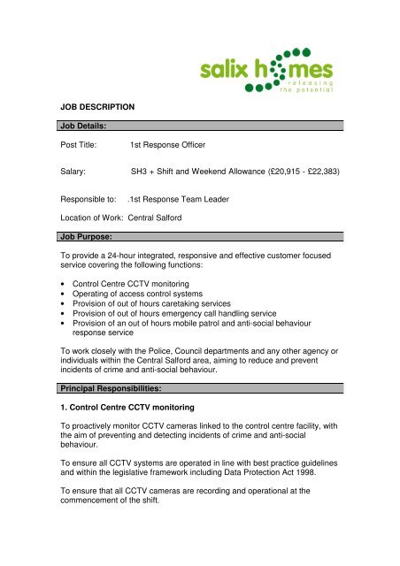 JOB DESCRIPTION Job Details: Post Title: 1st ... - Salix Homes