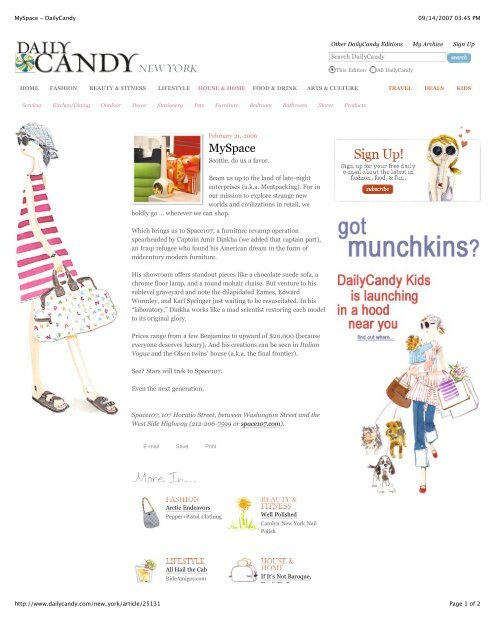 MySpace - DailyCandy - Samantha Altea