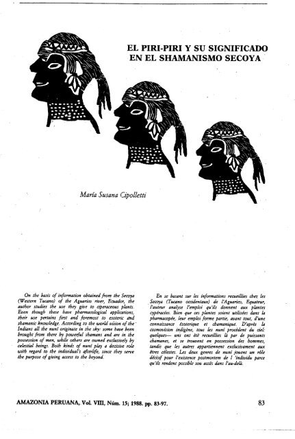 EL PIRI-PIRI Y SU SIGNIFICADO EN EL SHAMANISMO SECOYA