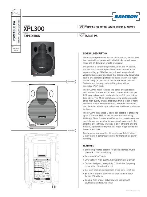 XP300 Technical Sheet PDF - Samson