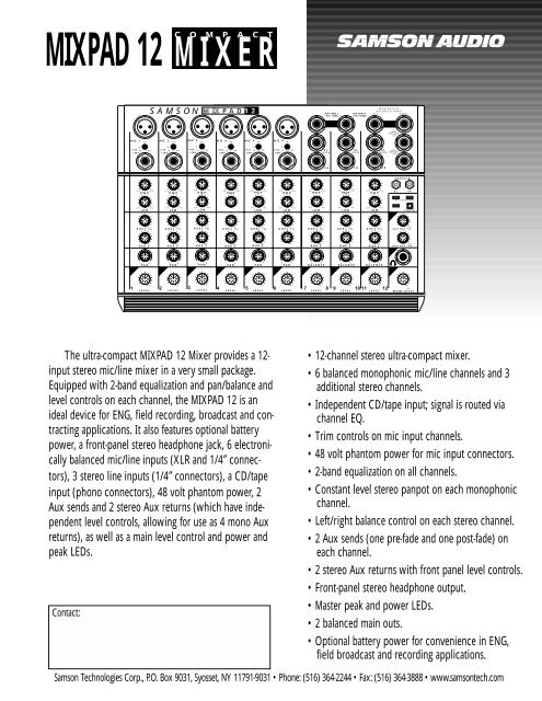 Download the Mixpad 12 Technical Sheet in PDF format - Samson