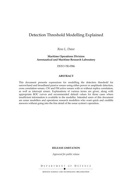 Detection Threshold Modelling Explained