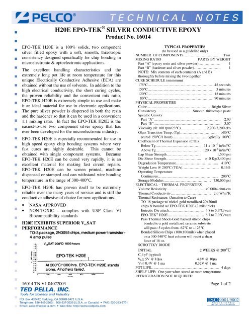 H20E EPO-TEKÂ® SILVER CONDUCTIVE EPOXY