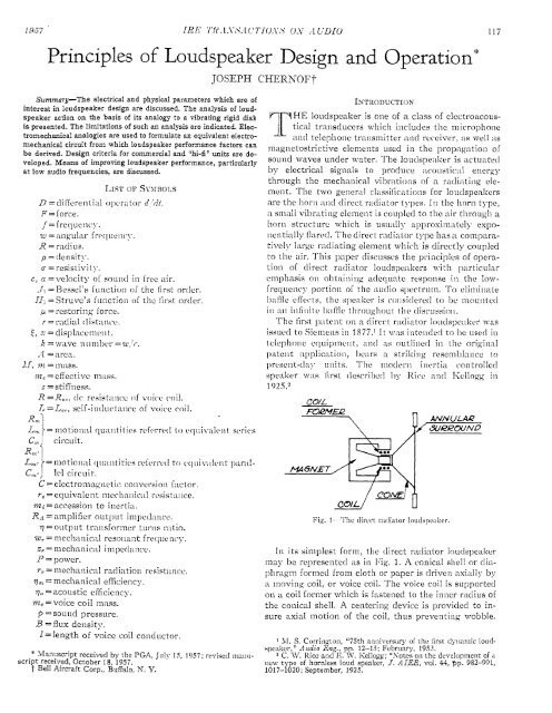 Principles of Loudspeaker Design and Operation* - Xoom.it