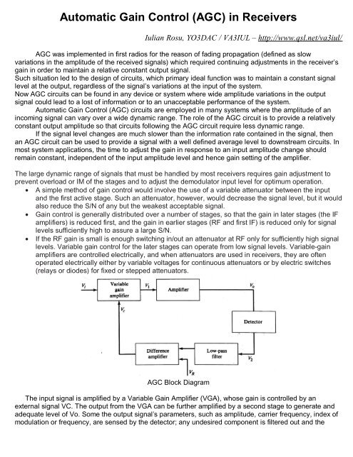 Automatic Gain Control (AGC) in Receivers