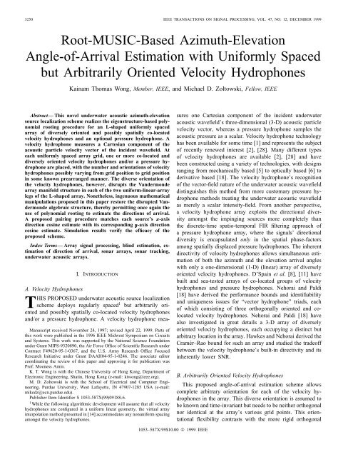 Root Music Based Azimuth Elevation Angle Of Arrival Estimation With