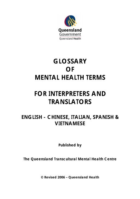 Glossary of Mental Health Terms - English - Lexicool