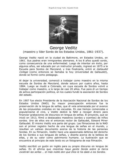 George Veditz (1861-1937) - cultura Sorda