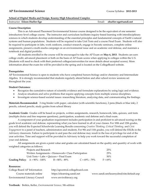 Syllabus: AP Environmental Science