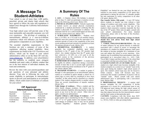 CIF Student Eligibility Brochure