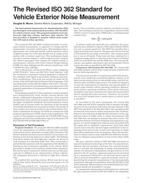 The Revised ISO 362 Standard for Vehicle Exterior Noise ...