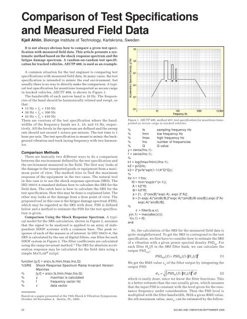 Comparison of Test Specifications and Measured Field Data