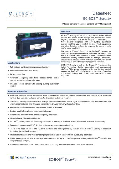 EC-BOSAX Security - Distech Controls