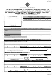 application for permit to transport firearms and ammunition - Saps