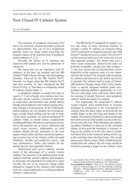 New Closed IV Catheter System