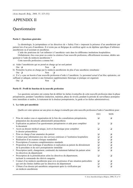 APPENDIX II Questionnaire