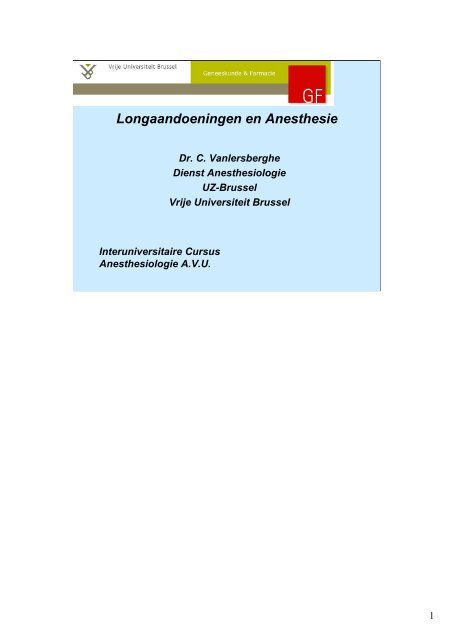 Longaandoeningen en Anesthesie