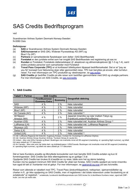 kontrakt med Travel Pass Corporate vilkÃ¥r - SAS