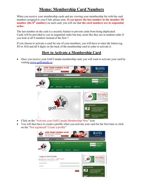 Memo: Membership Card Numbers