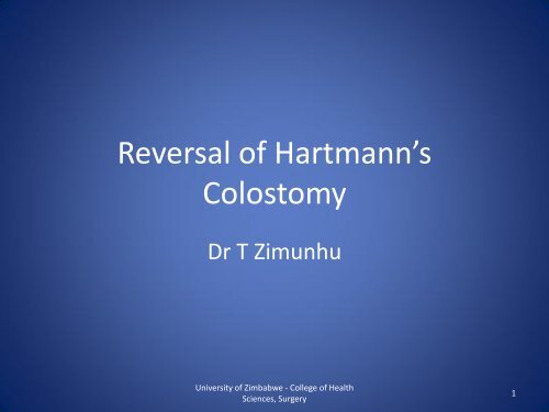 Reversal of Hartmann's Colostomy - SASSiT