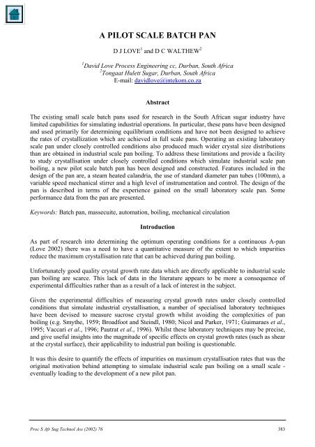 A Pilot Scale Batch Pan - sasta