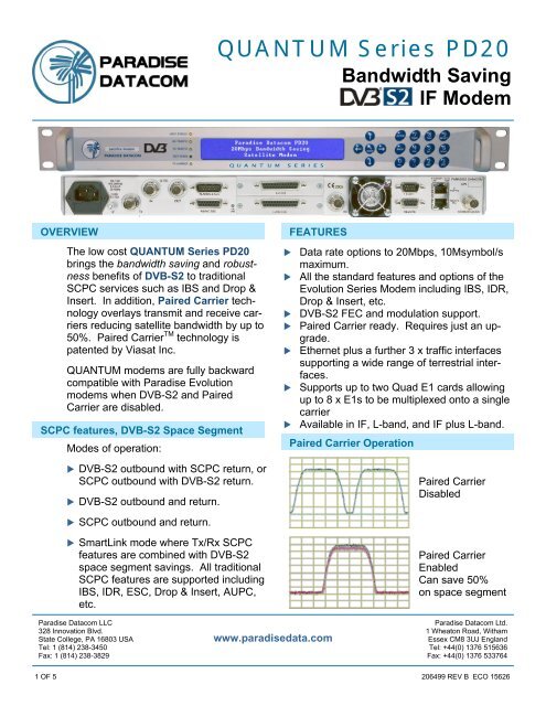 PD20 Quantum IF Satellite Modem - Satcom Services