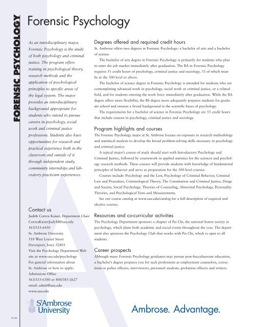 Forensic Psychology - St. Ambrose University