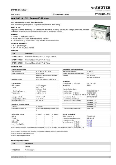 EY-EM510...512 ecoLink510â ¦512 - Sauter Building Control ...