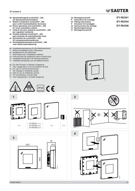 EY-RU341 EY-RU344 EY-RU346 1 2 IP30 - sauter-controls.com ...