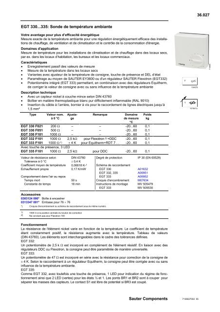 Sonde de température ambiante - sauter-controls.com sauter ...