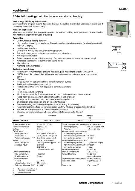 EQJW 145: Heating controller for local and district - sauter-controls ...