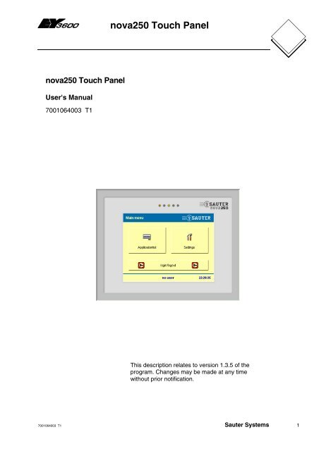 Manual nova250 Touch Panel.. - Sauter