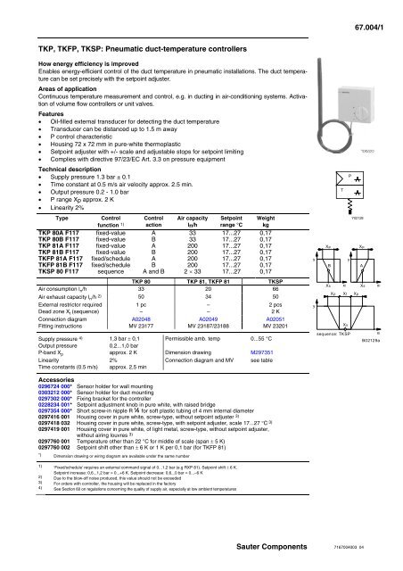 Pneumatic duct-temperature controllers - sauter-controls.com sauter ...