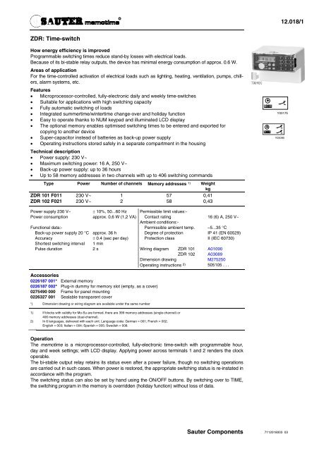 12.018/1 Sauter Components ZDR: Time-switch - sauter-controls ...